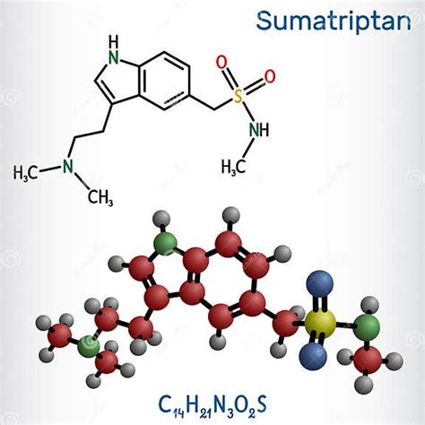 Sumatriptan Molecule It Is Serotonin Receptor Agonist Used To Treat Migraines Headache Stock