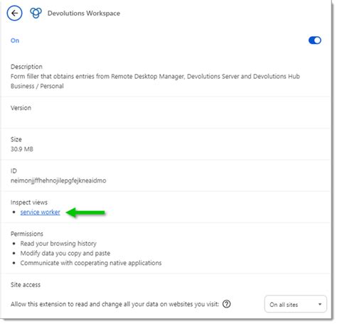 Workspace Browser Extension Troubleshooting Connection Logs Devolutions Documentation