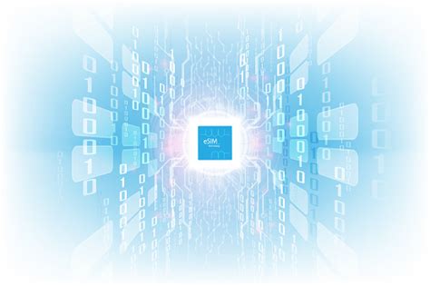 Esim 카드 칩 부호입니다 임베디드 Sim 개념입니다 새로운 이동 통신 기술과 프로세서 배경 회로 보드 벡터 일러스트 레이 션 연결에 대한 스톡 벡터 아트 및 기타 이미지