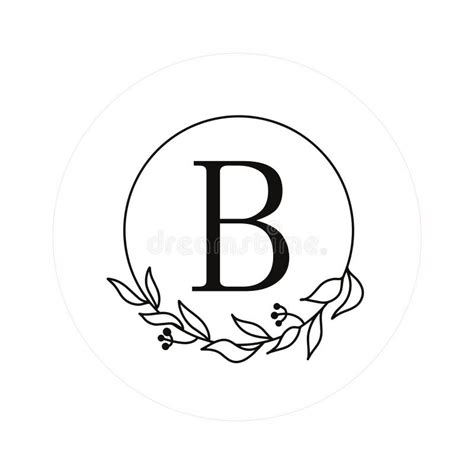 Letter B Initials With Round Floral Frames Vector Monogram Logo Cricut File Stock Vector