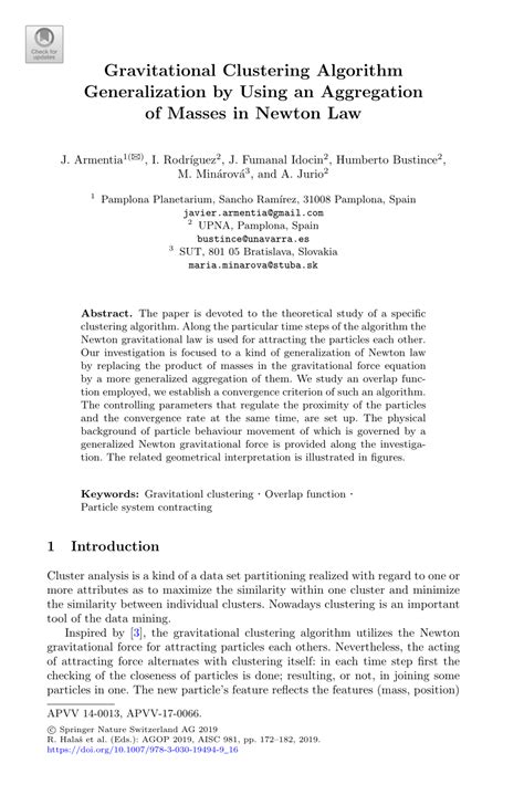 Pdf Gravitational Clustering Algorithm Generalization By Using An
