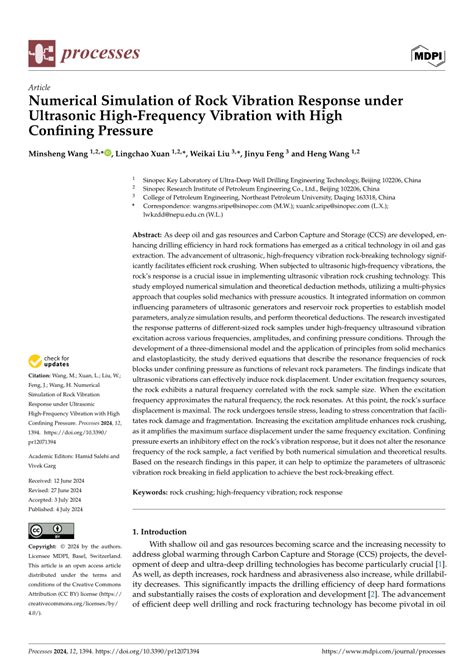 Pdf Numerical Simulation Of Rock Vibration Response Under Ultrasonic High Frequency Vibration