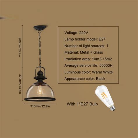 Ywxlight Led 레트로 현대 교수형 램프 E27 전구 따뜻한 흰색와 투명 유리 펜던트 조명