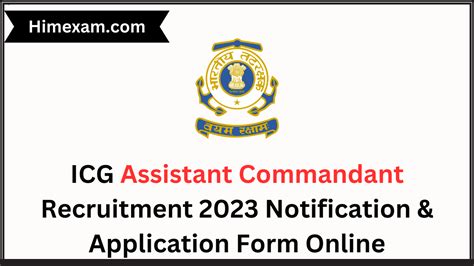 Icg Assistant Commandant Recruitment 2023 Notification And Application