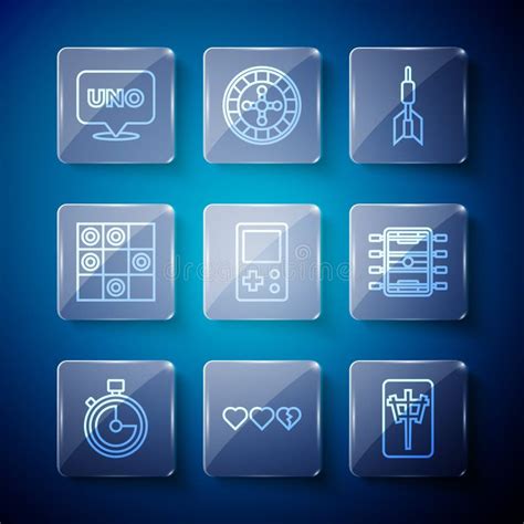 Set Line Stopwatch Hearts For Game Mahjong Pieces Dart Arrow Tetris Board Of Checkers Uno