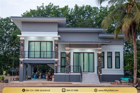 แบบบ้านชั้นครึ่งยกพื้นสูง Modern House ดีไซน์เล่นระดับ ดูสวย ทันสมัย อยู่สบายในสไตล์เรา
