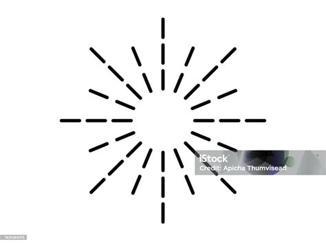 태양 광선 선형 그리기 Sunburt 태양 또는 응용 프로그램 및 웹 사이트에 대한 햇빛 벡터 아이콘 흰색 배경에 격리 된 햇빛 선형 아이콘 광선에 대한 스톡 벡터 아트 및