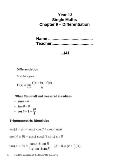 Differentiation Ms Pdf Mathematical Physics Geometry