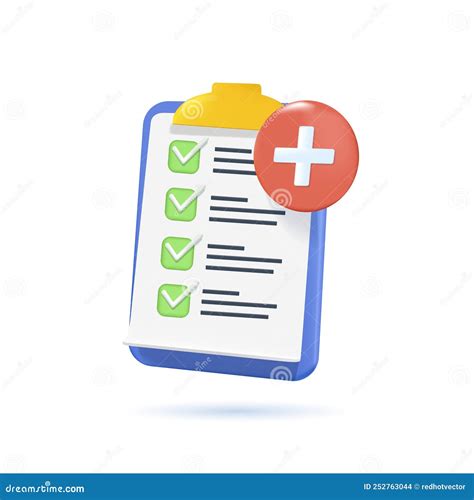 Medical Icon 3d Checklist Illustration Healthcare And Health Health Check Symbol Vector