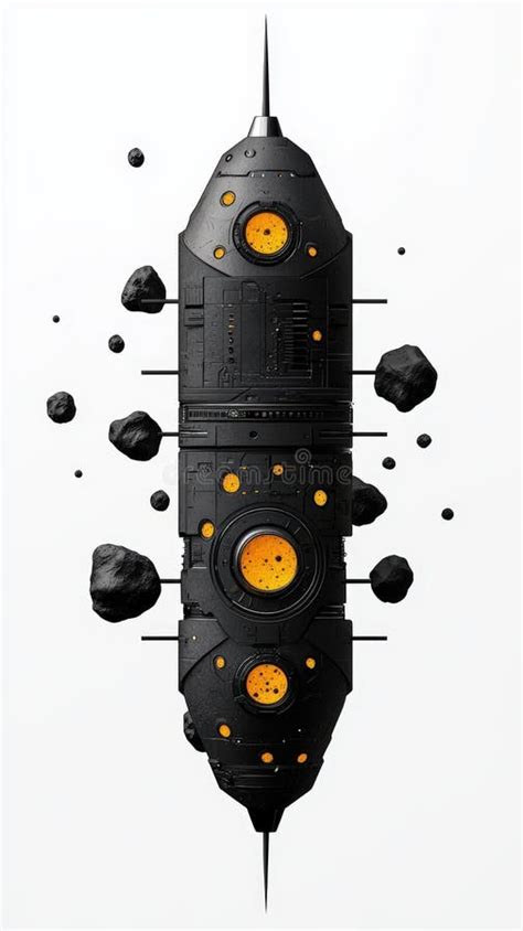 Futuristic Spacecraft Design With Glowing Elements Surrounded By Asteroids In A Sleek Modern