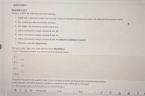 Solved Weok03d Part 1 Develop A Matlab Code That Does The