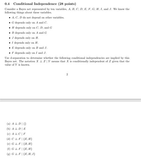 Solved 04 Conditional Independence 28 Points Consider A Solved 04 Conditional Independence 28 Points Consider A