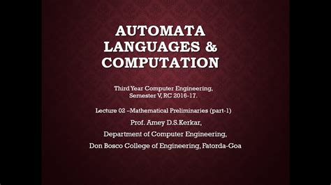 Unit1 Lecture 02 Mathematical Preliminaries Part 1 Youtube