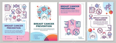 Breast Cancer Prevention Brochure With Linear Illustrations For Print