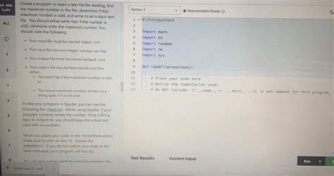 Solved 1h 4 Left Python 3 W Autocomplete Yo Create A Program