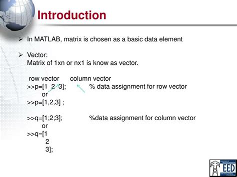 PPT MATLAB Vectors Matrices PowerPoint Presentation Free Download ID