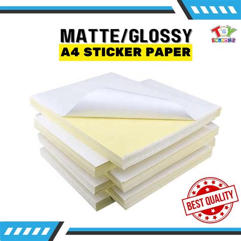 Printable Sticker Paper Glossy Matte Kraft Inkjet A4 Size Shopee