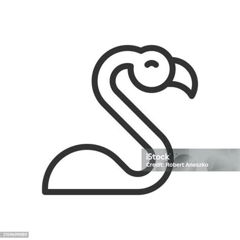 흰색 배경에 Flamingo 선 벡터 아이콘입니다 편집 가능한 획 벡터 일러스트 레이 션 상징 홍학에 대한 스톡 벡터 아트 및