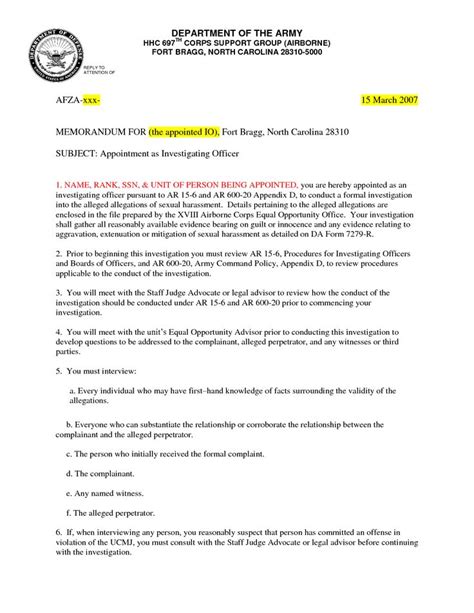 Army Memo Example Template Free Cover Letter Templates For Army