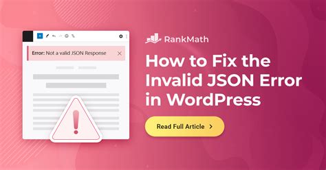 How To Fix The Invalid Json Error In Wordpress Rank Math