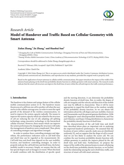 Pdf Model Of Handover And Traffic Based On Cellular Geometry With Smart Antenna