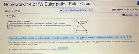 Solved Homework 142 Hw Euler Paths Euler Circuits Score