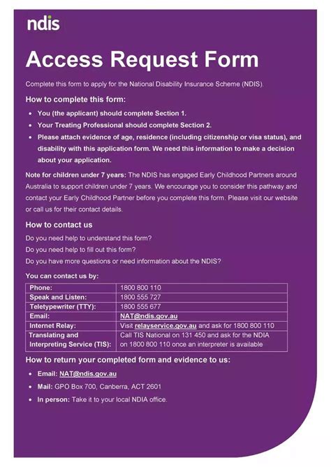 NDIS Application Form PDF Application Form Developmental Delays