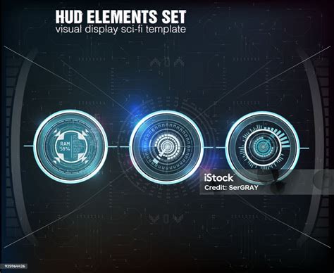 Hud Ui입니다 추상 가상 그래픽 터치 사용자 인터페이스입니다 Infographic입니다 벡터 과학 개요입니다 벡터