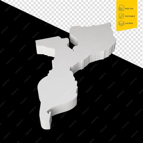 모잠비크 3d 지도 지리 지도 및 토폴로지 검은색 배경 3d 일러스트레이션 프리미엄 Psd 파일