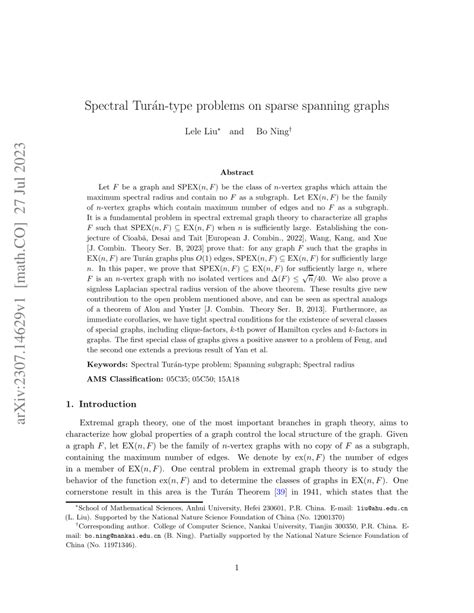 Pdf Spectral Tur An Type Problems On Sparse Spanning Graphs
