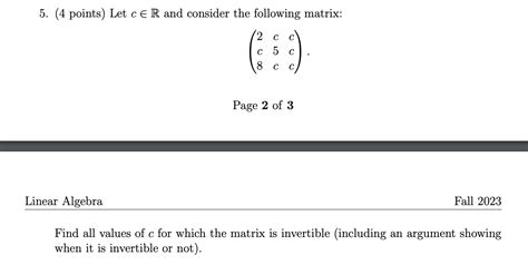 Solved 5 4 Points Let C∈r And Consider The Following