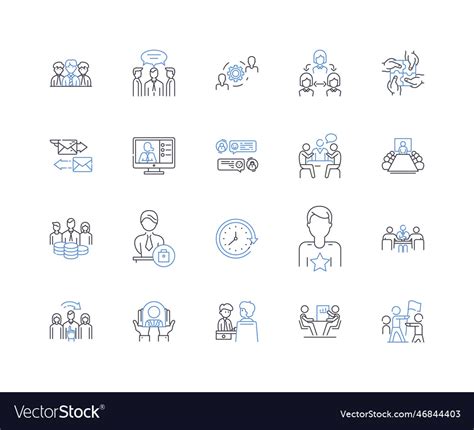 Sales Process Line Icons Collection Prospecting Vector Image