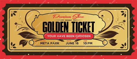 티켓 빈티지 골든 티켓 초청 디자인 템플릿 프리미엄 벡터