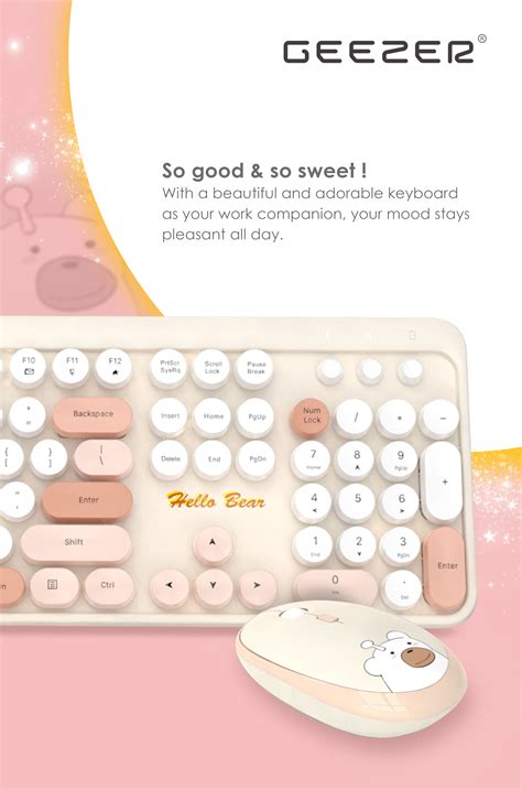 Geezer Hello Bear 2 4ghz Wireless Keyboard And Mouse Combo Set Green