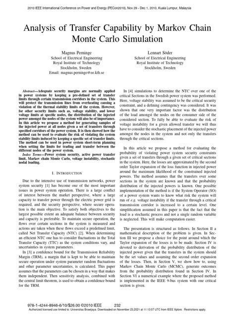 Analysisoftransfercapabilitybymarkovchainmontecarlosimulation