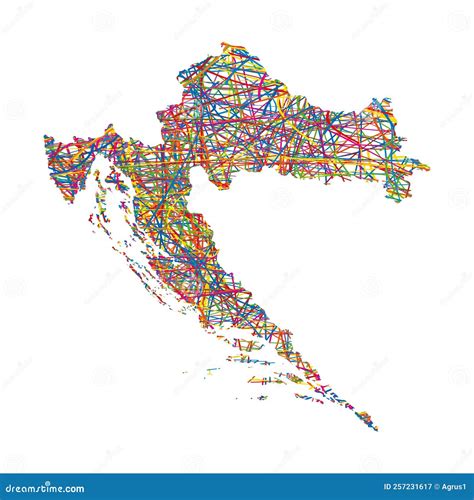 Vector Illustration Of Multicolored Abstract Striped Map Of Croatia Stock Vector Illustration