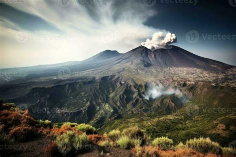 A Dramatic Shot Of Mount Etna The Active Volcano In Sicily With Its