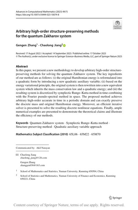 arbitrary high order structure preserving methods for the quantum