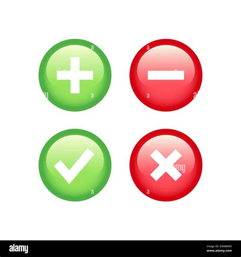 Check Tick Plus And Minus Sign Button Red And Green Checkmark And