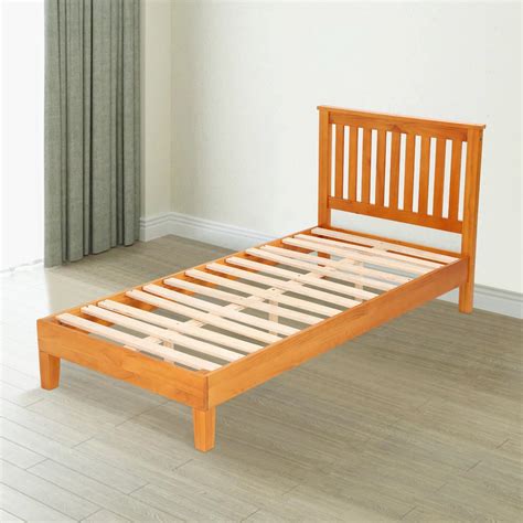 Twin Bed Frame With Headboard Solid Wood Platform Bed Wood Slats
