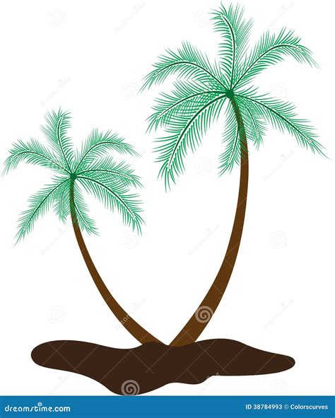 Coconut Tree Watercolor Clipart On White Background Royalty Free