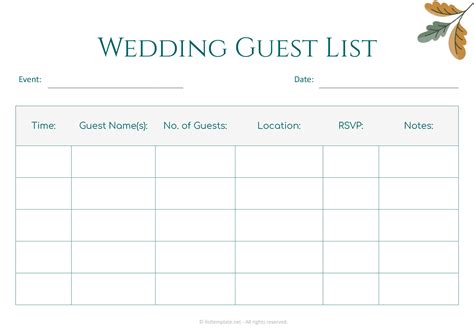 Guest List Template Printable Guest List Tracker Guest List Template