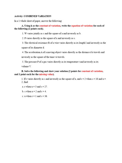 Combined Variation Activity 10 23 24 Pdf
