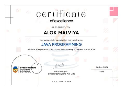 Completed Java Course At Sheryians Alok Malviya Posted On The Topic