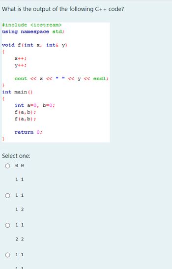 Answered What Is The Output Of The Following C Code Include Using Namespace Std Void Fint