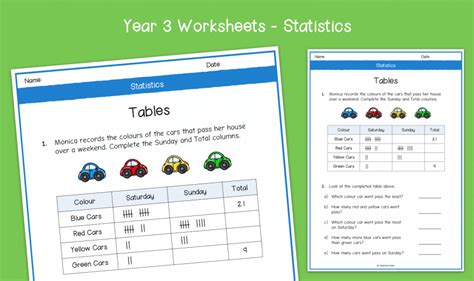 Year 3 Interpreting Tables Worksheets Ks2 Statistics And Data