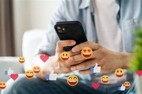 Man Using Smartphone Typing Chatting Conversation Watching Video Live