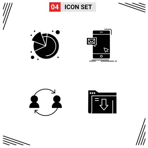 Stock Vector Icon Pack Of 4 Line Signs And Symbols For Analytics Employee Bulk Mail Transfer