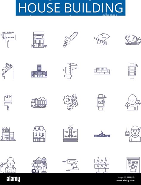 House Building Line Icons Signs Set Design Collection Of Construction Design Architecture