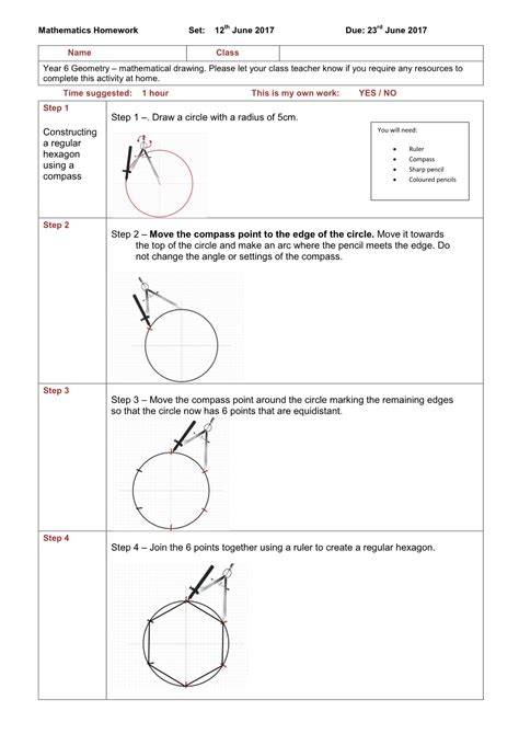 Constructing A Regular Hexagon Using A Compass Step 1 Draw A Circle Docslib